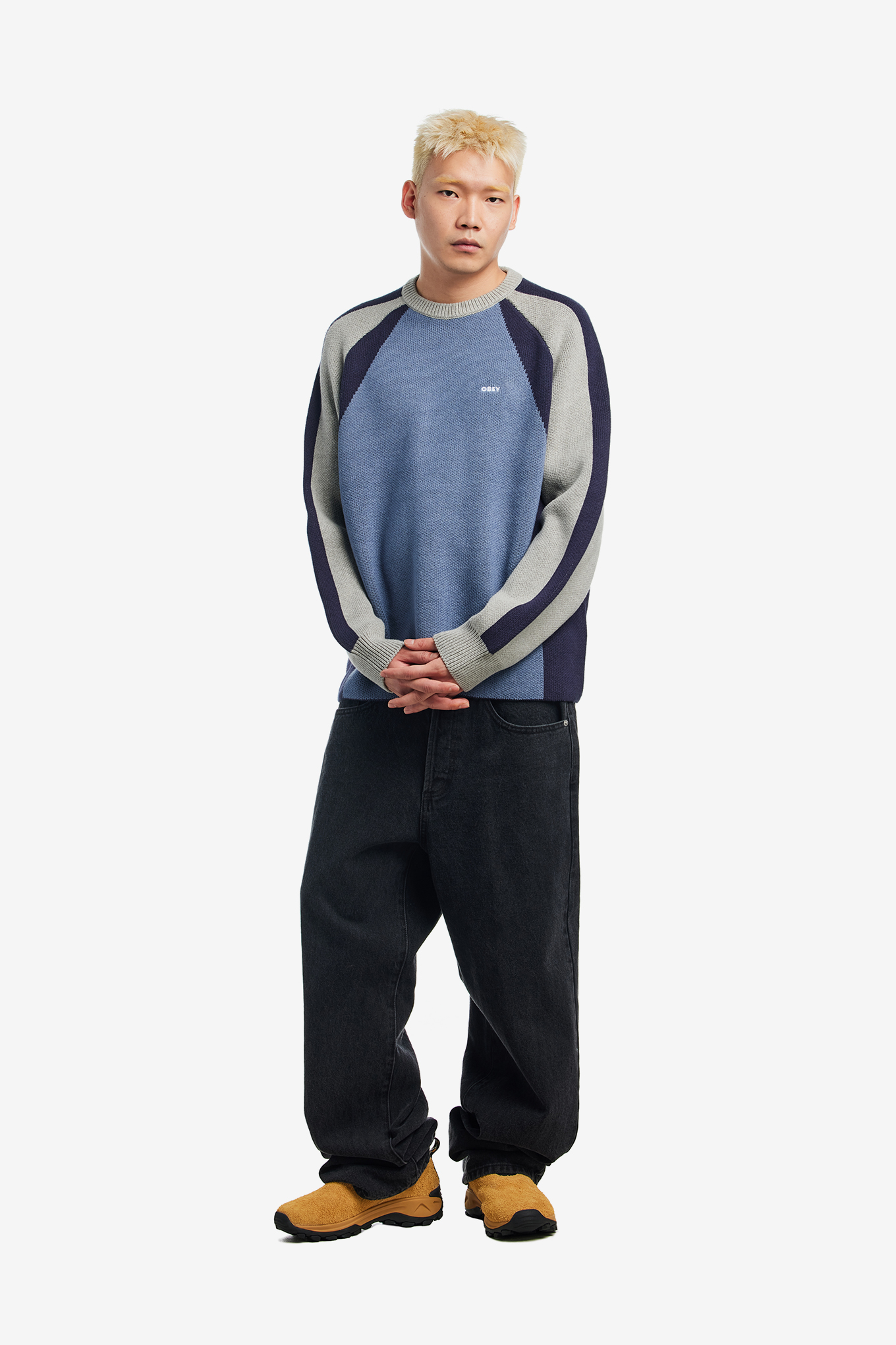 RAGLAN CREW NECK SWEATER-OBEY-85800 | 웍스아웃