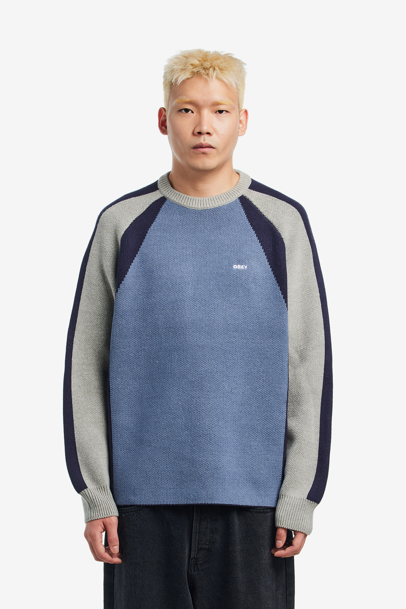 RAGLAN CREW NECK SWEATER-OBEY-85800 | 웍스아웃