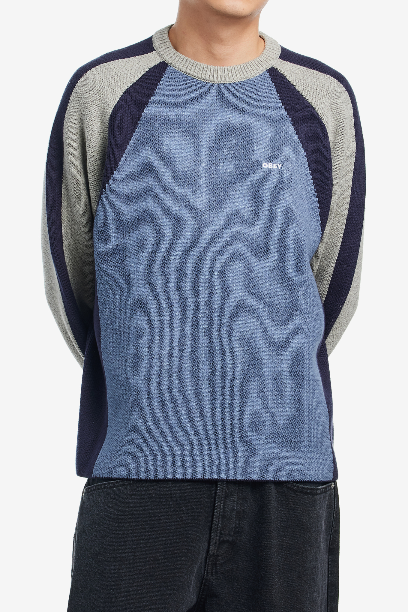 RAGLAN CREW NECK SWEATER-OBEY-85800 | 웍스아웃