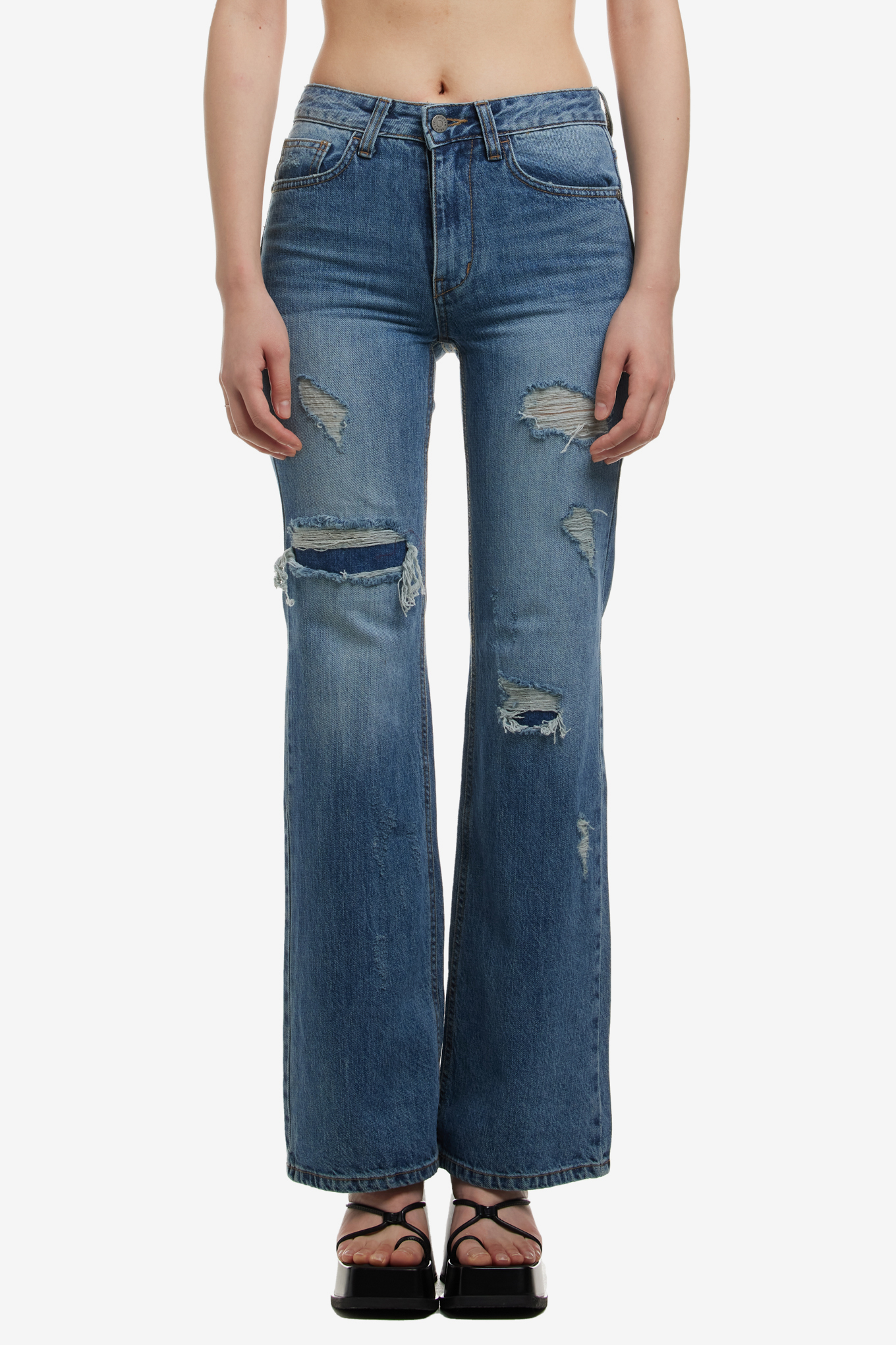 OPEN YY-RIPPED BOOTS CUT JEANS 44700 | 웍스아웃
